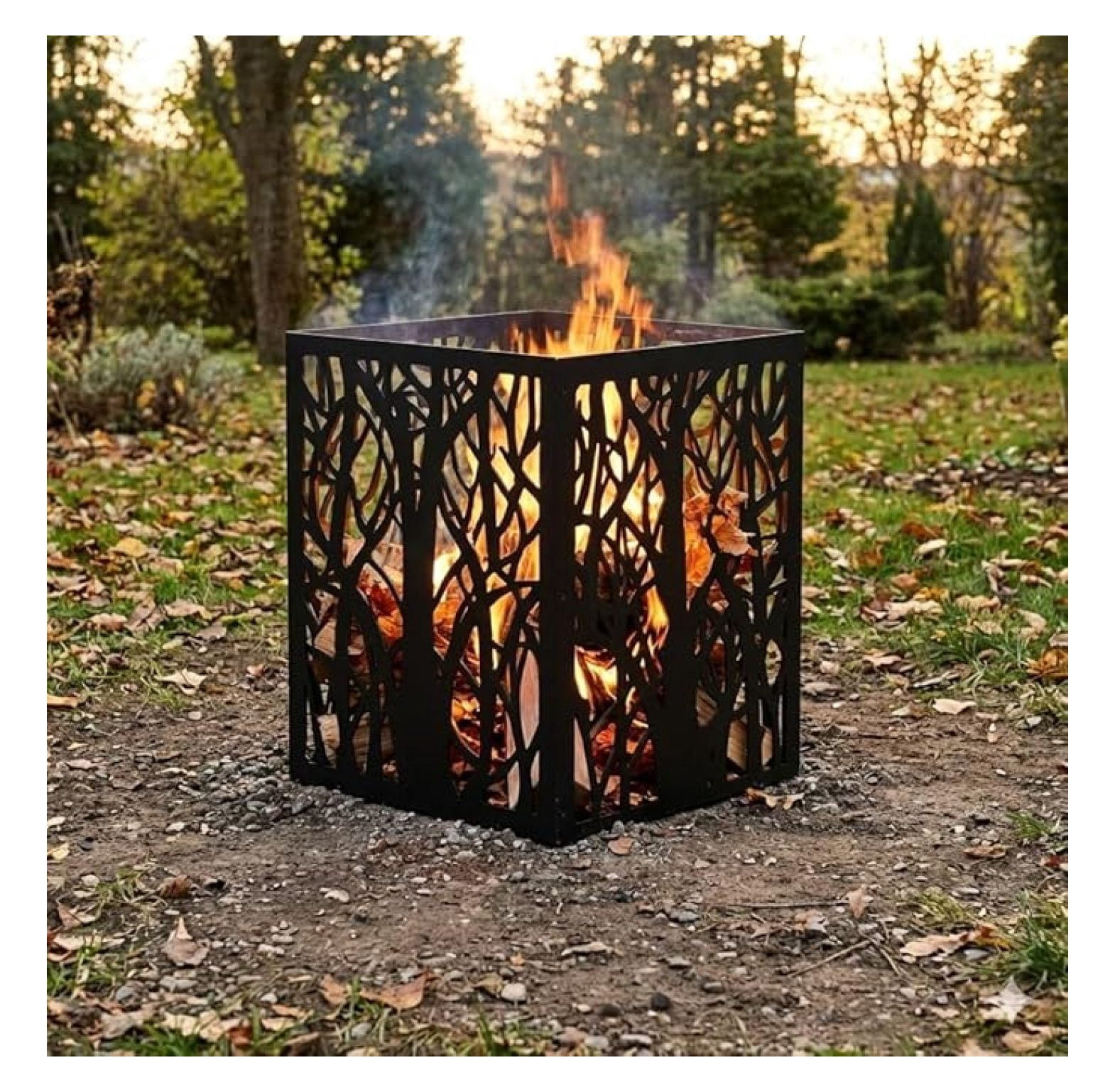 Burn for Outside, Square Carbon Steel Firepit, Heavy Duty Outdoor ...