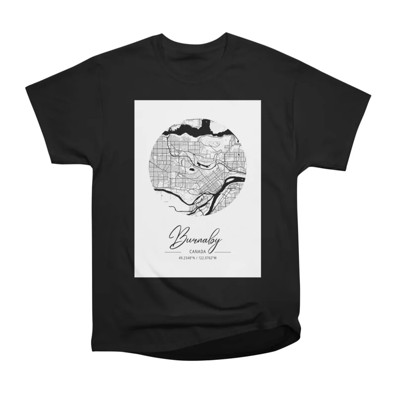 Burnaby Canada Black Water City Map T-Shirt Tee Gift For Him Merch For ...
