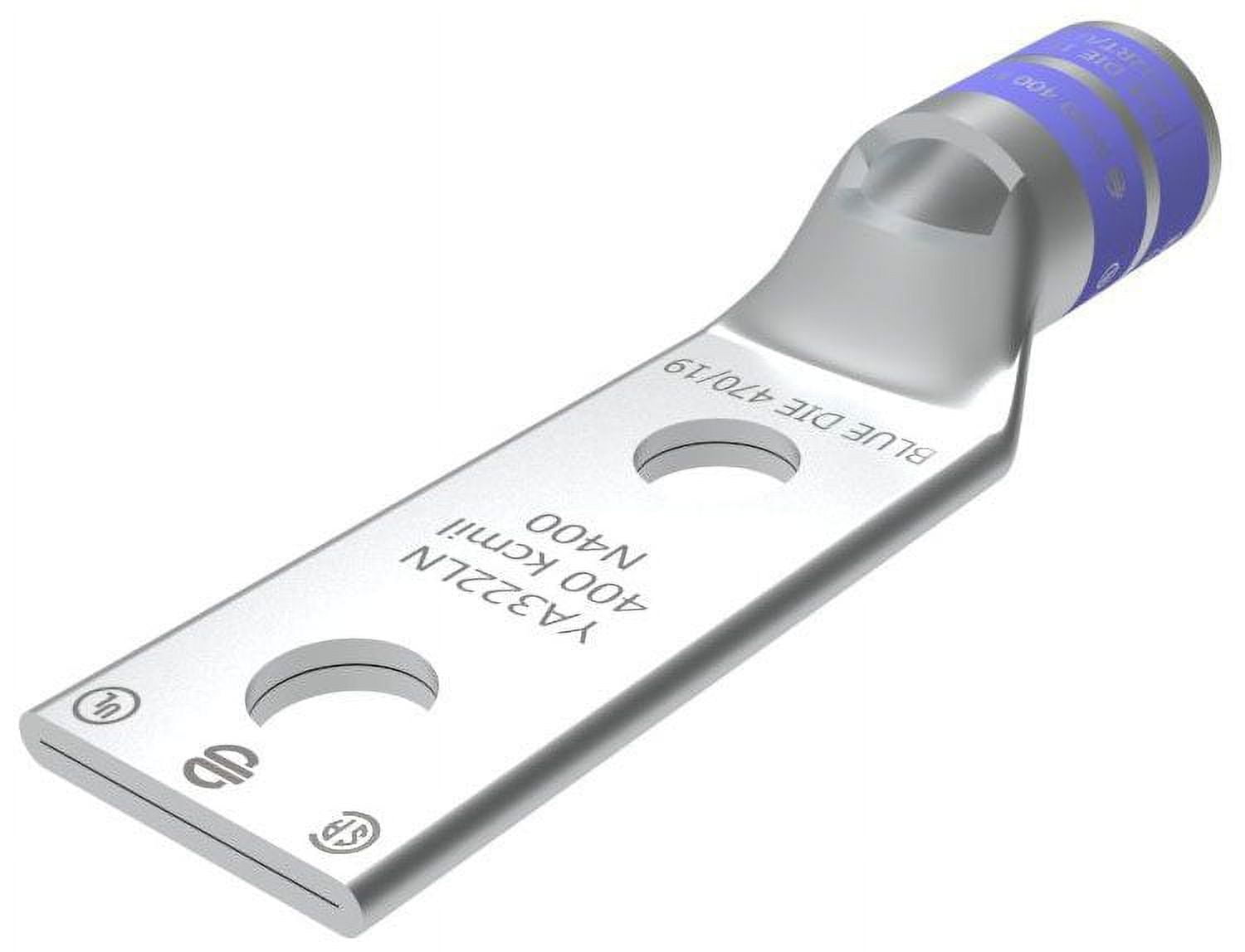 Burndy YA322LN, 400 KCMIL Str Copper, 2-Hole, Compression Cable Lug, 1 ...