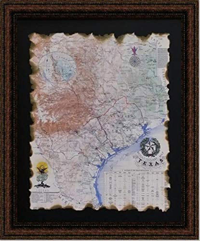 Burned Revolutionary Map of Texas 1836 | Framed Historic Texas Map with ...