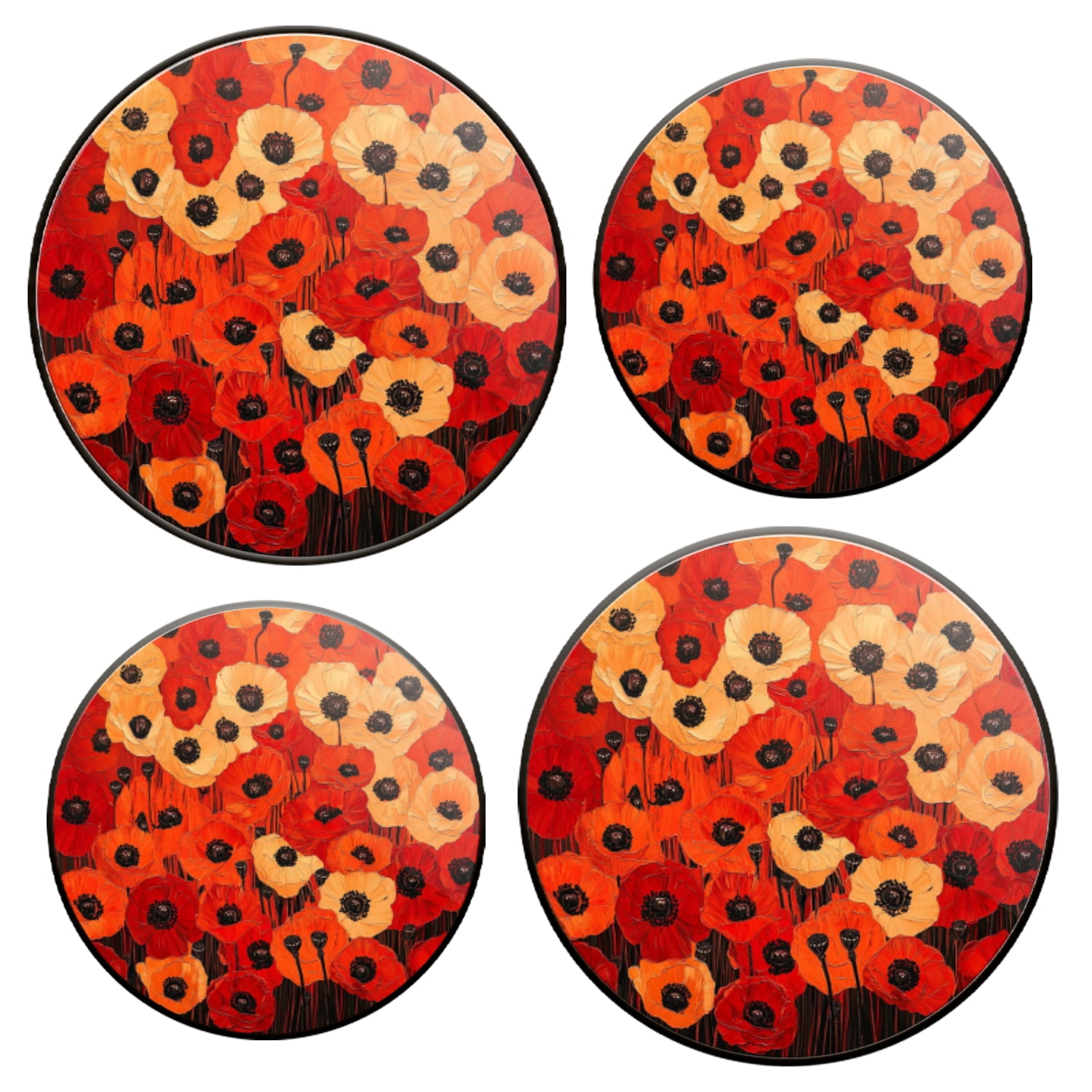 Burner Covers for Electric Stove Set of 4 for Range Accessories, Poppy ...