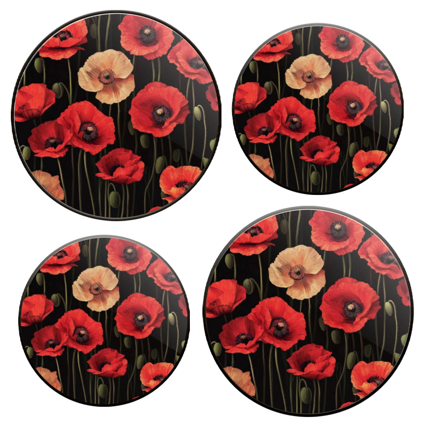 Burner Covers for Electric Stove Set of 4 for Range Accessories, Poppy ...
