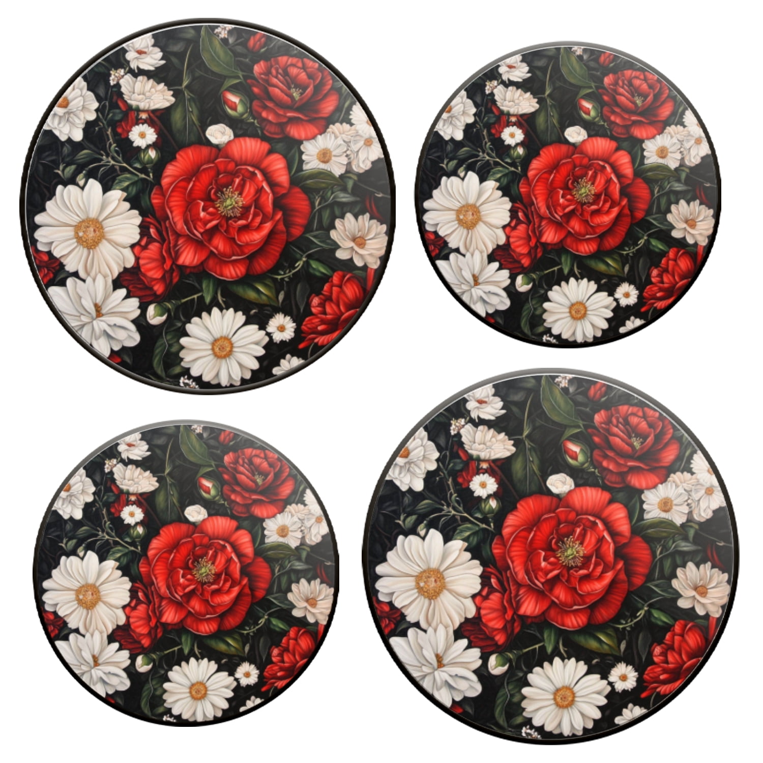 Burner Covers for Electric Stove Set of 4 for Range Accessories, Red ...