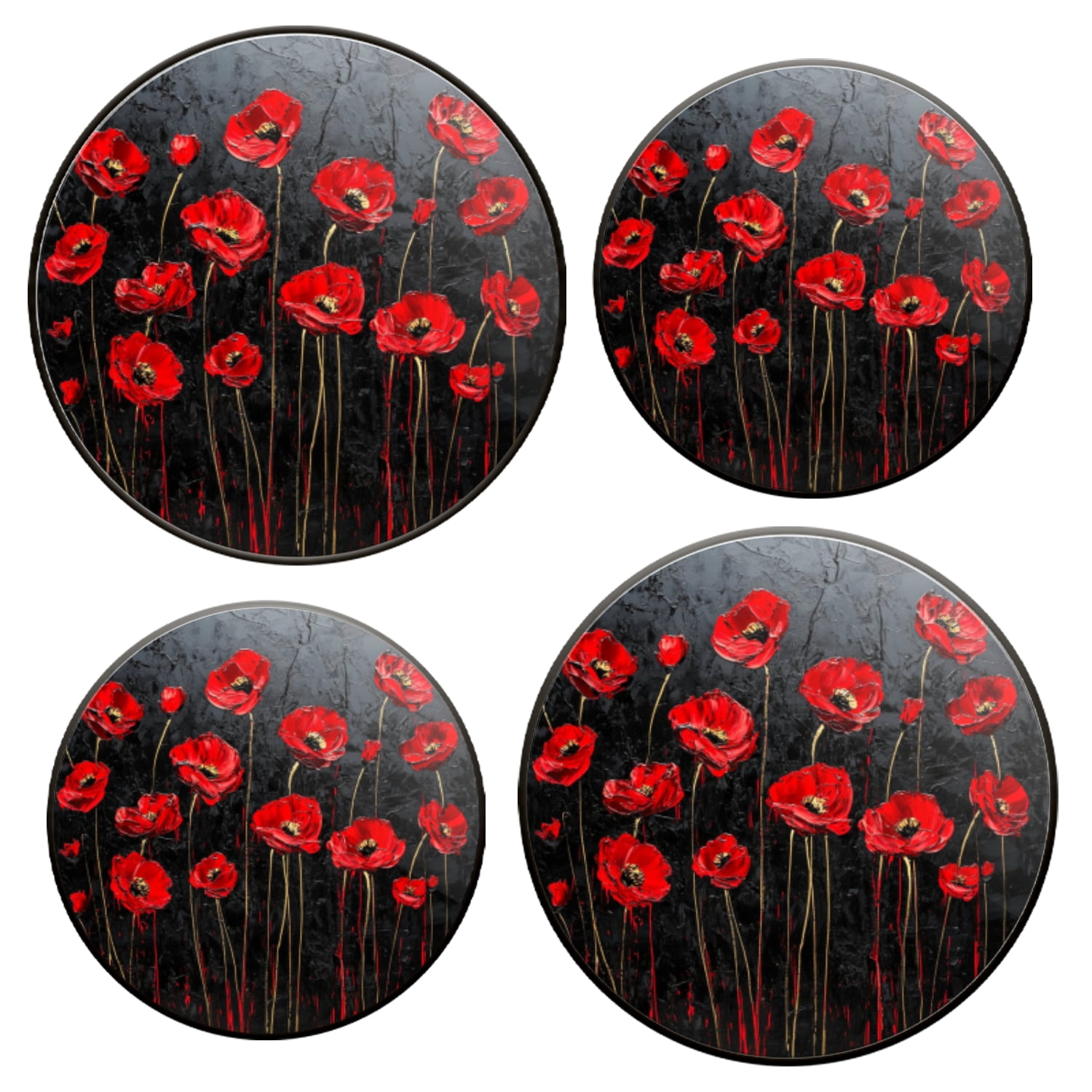 Burner Covers for Electric Stove Set of 4 for Range Accessories, Red ...