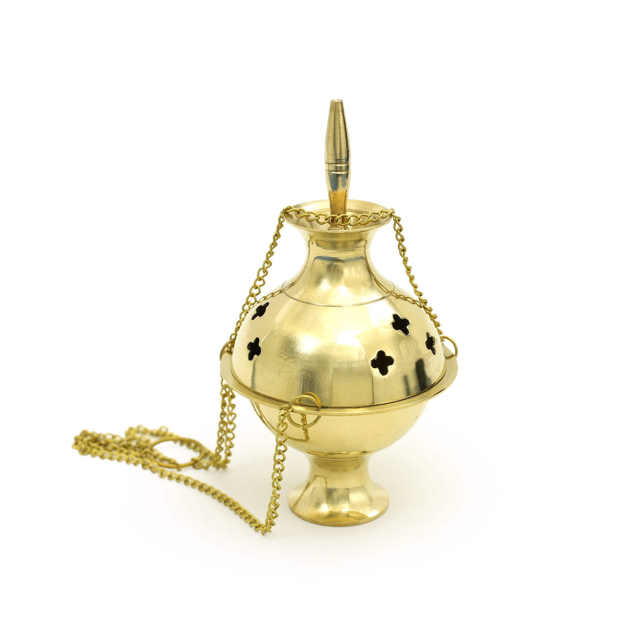Burner - Hanging Brass Burner, Quatrefoil Jali 5"Hx2.75"D - Walmart.com