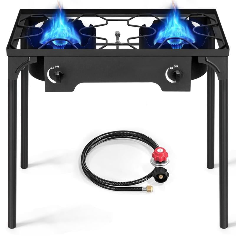 Burner Outdoor Propane Gas Stove 225,000 BTU High Pressure Stand Cooker ...