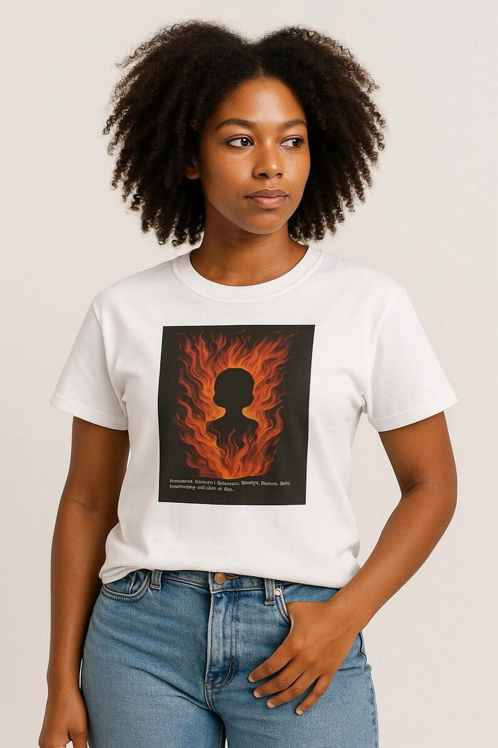 Burnin Up Flames Empowerment Fire Silhouette Graphic T-Shirt Strong ...