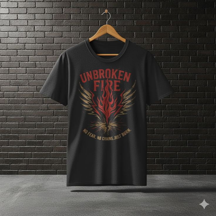 Burnin Up Flames Unbroken Fire Winged Flame Graphic T-Shirt Distressed ...