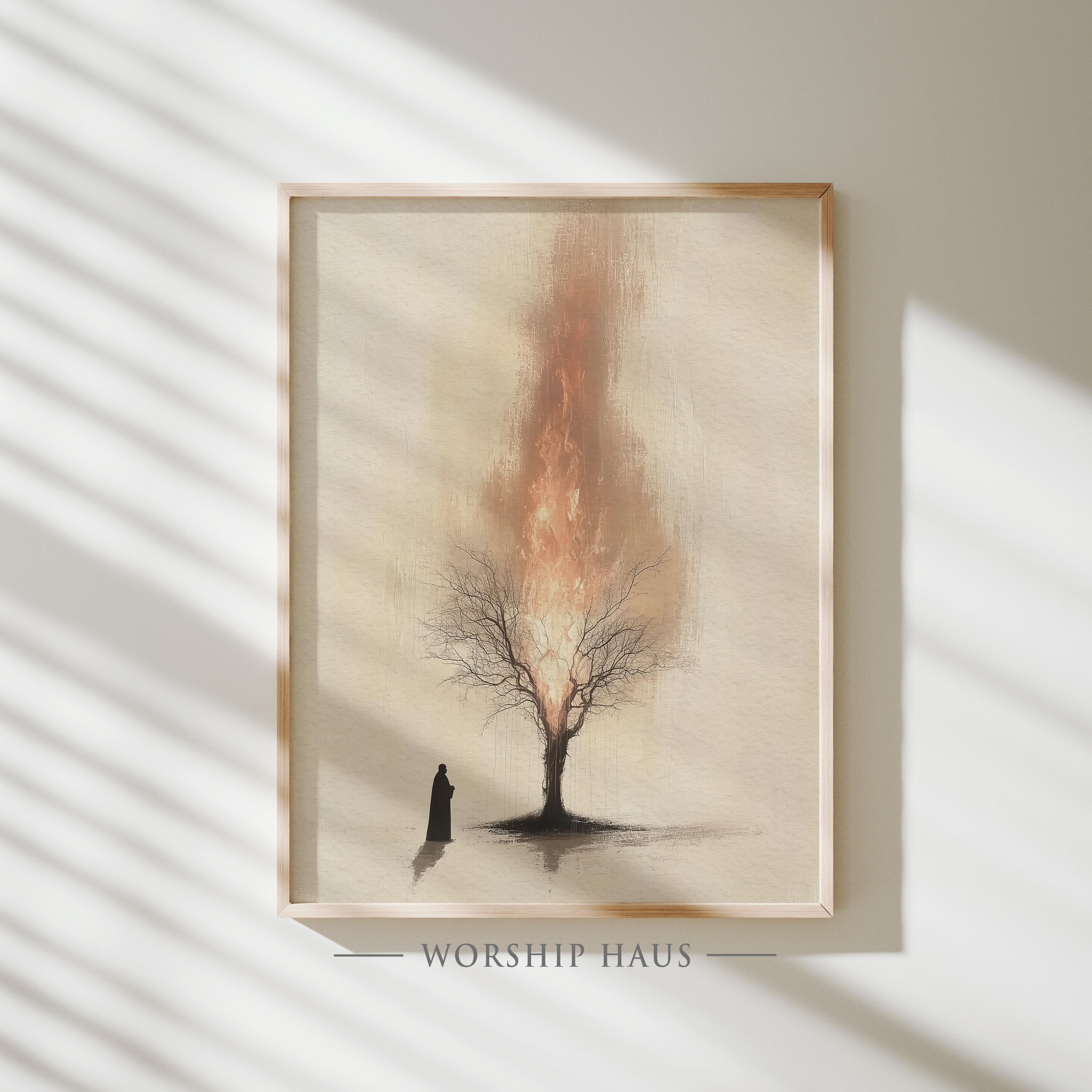 The Burning Bush Bible Scene Wall Art Moses Encountering God Sacred ...