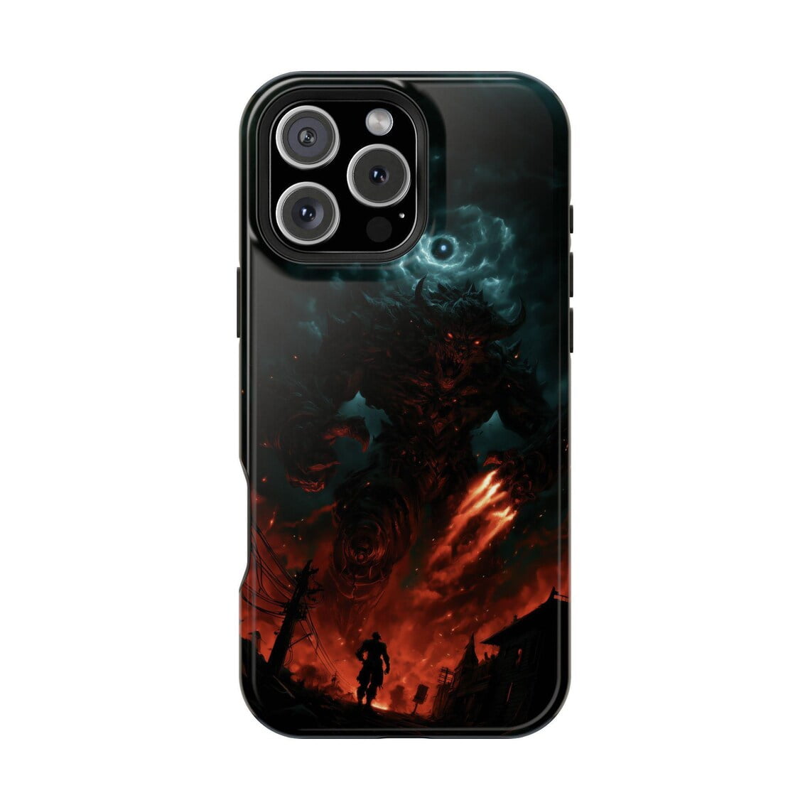 Burning Demon Titans Lone Hero Fantasy Epic Battle Illustration Phone ...