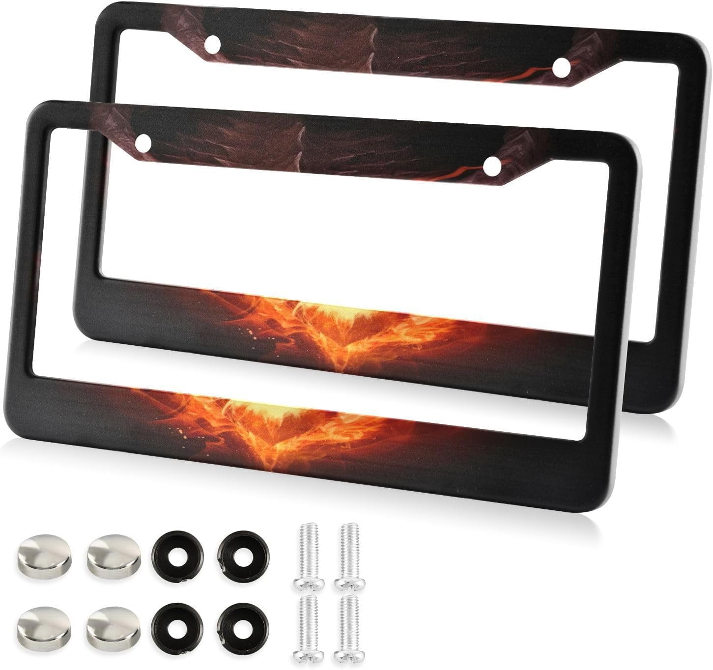 Burning Dragon Head License Plate Frame, Aluminum Car Tag Frames, 2 ...