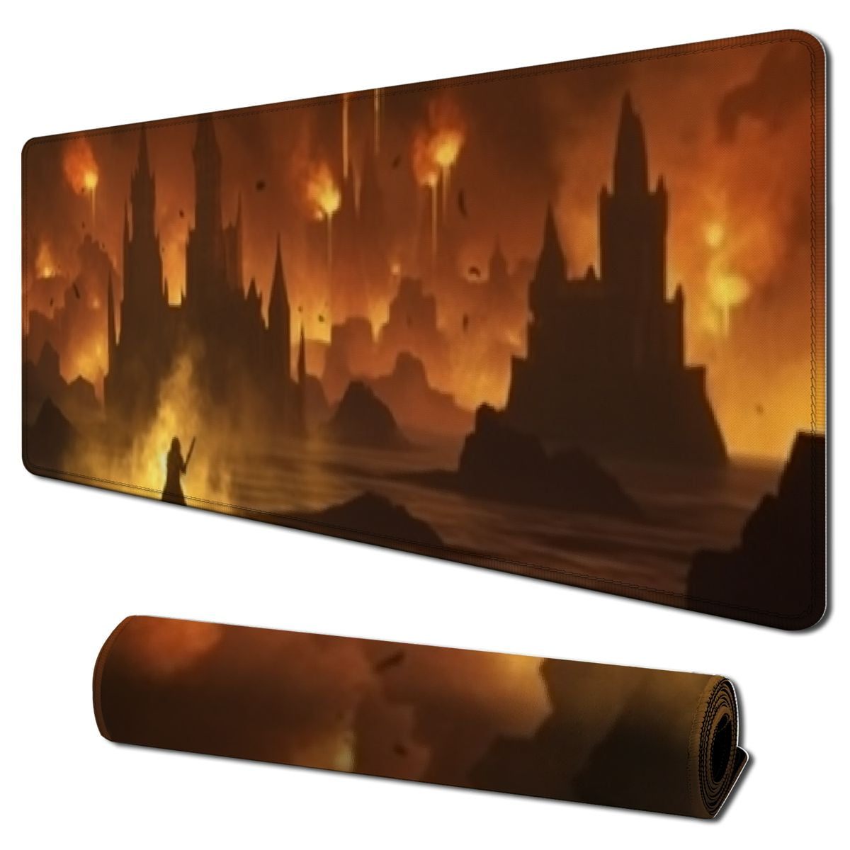 Burning Guitar Large Office Gaming Mouse Pad Strong Adhesion And Durability Precision Edge