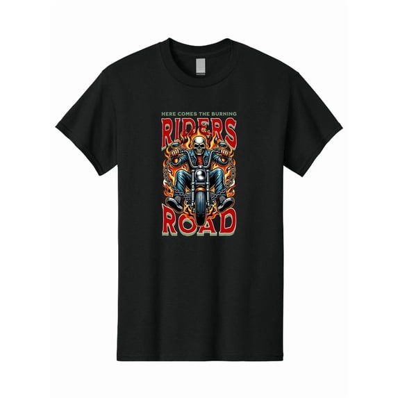 Burning Riders Road Skeleton Motorcycle Flames Biker Heavy Metal Rocker ...