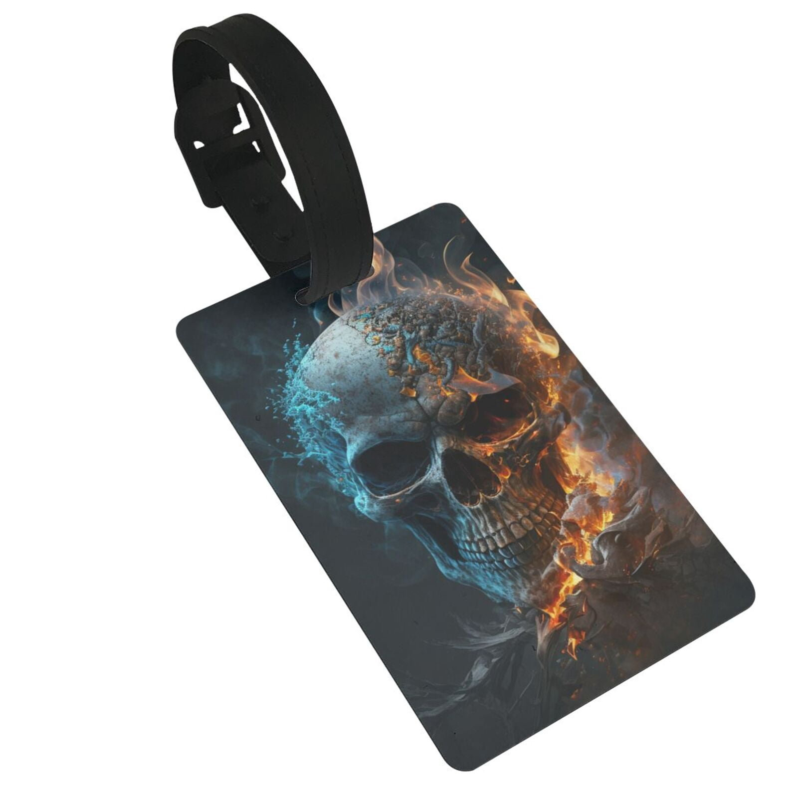 Burning Skull Head Death Fire Flaming Luggage Tags Suitcases ID Baggage ...