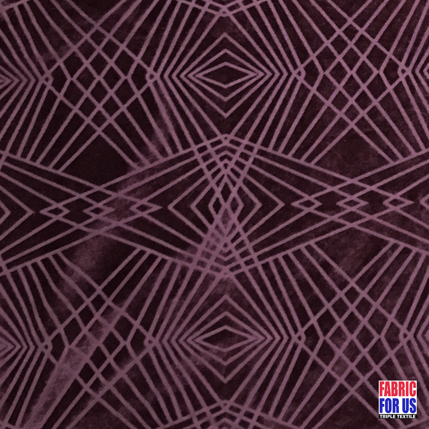 Burnout Velvet Plum Diamond Design Stretch Poly-Spandex Fabric 58"/60 ...