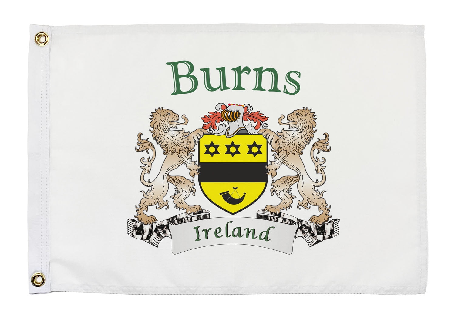 Burns Irish Coat of Arms Small White Flag - 16"x10.5" inches - Walmart.com