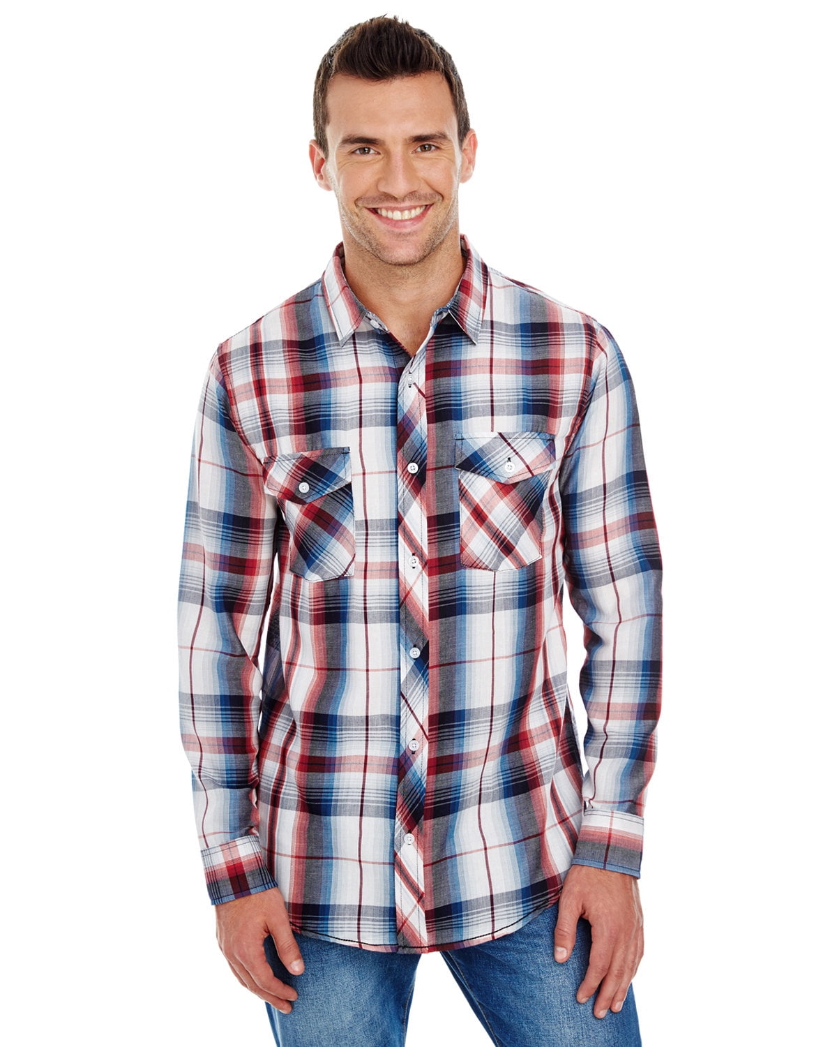 Burnside B8202 Men's Long-Sleeve Plaid Pattern Woven Shirt - Walmart.com