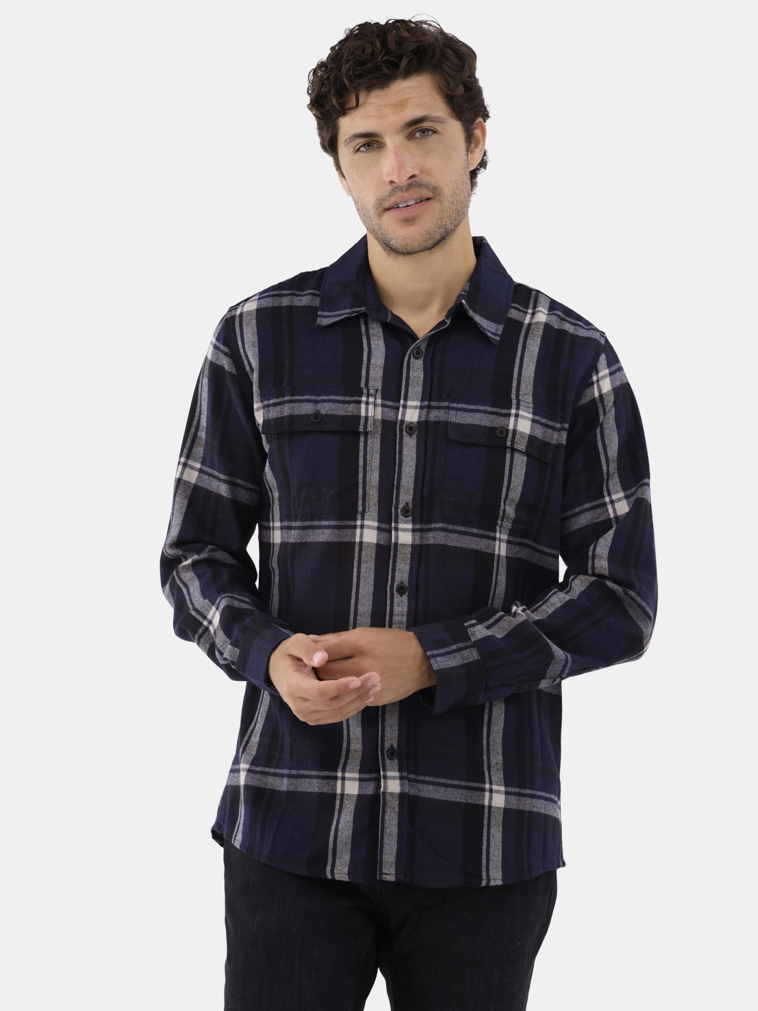 Burnside Men's Modern Fit Plaid Flannel Shirt with Long Sleeves, Sizes ...