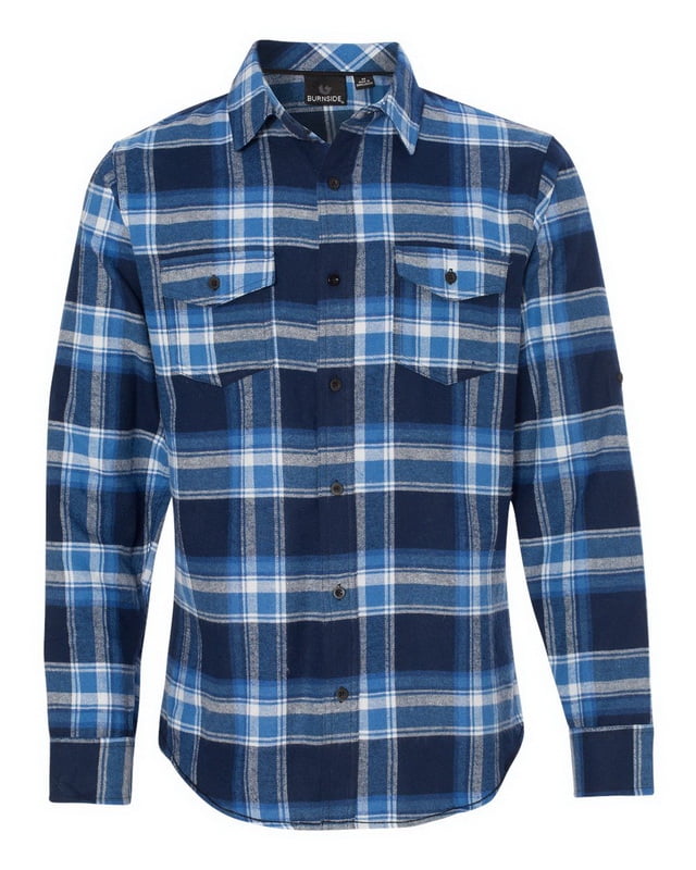 Burnside Men's 8210 Yarn-Dyed Long Sleeve Flannel Shirt (Medium, Blue ...