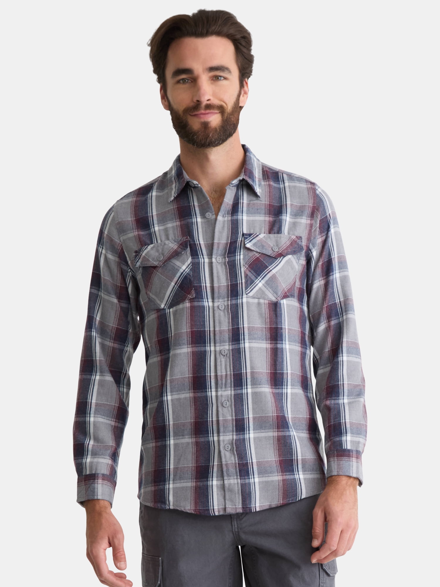 Burnside Men's and Big Men's Modern Fit Plaid Flannel Shirt with Long ...