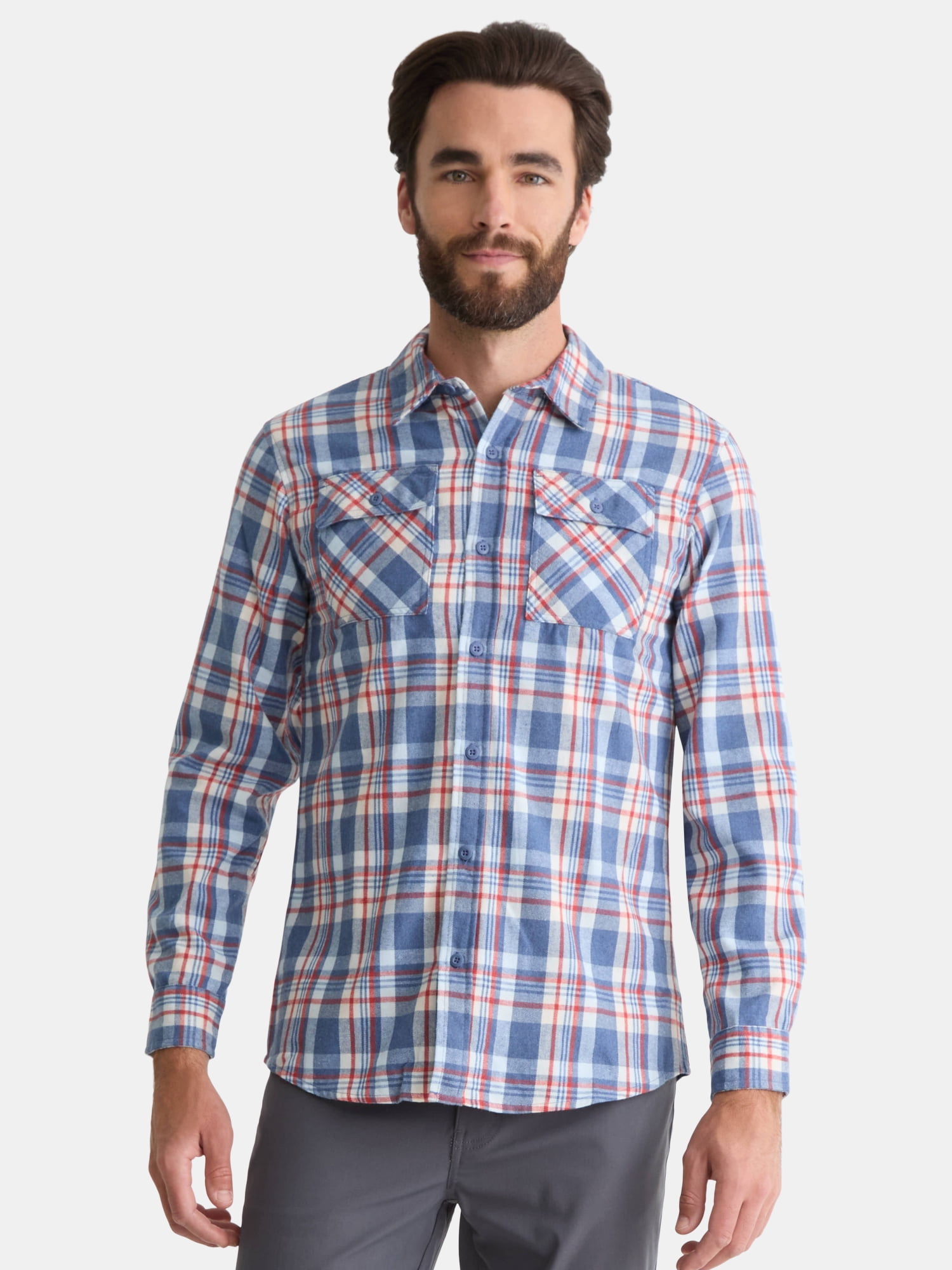 Burnside Men's and Big Men's Modern Fit Plaid Flannel Shirt with Long ...