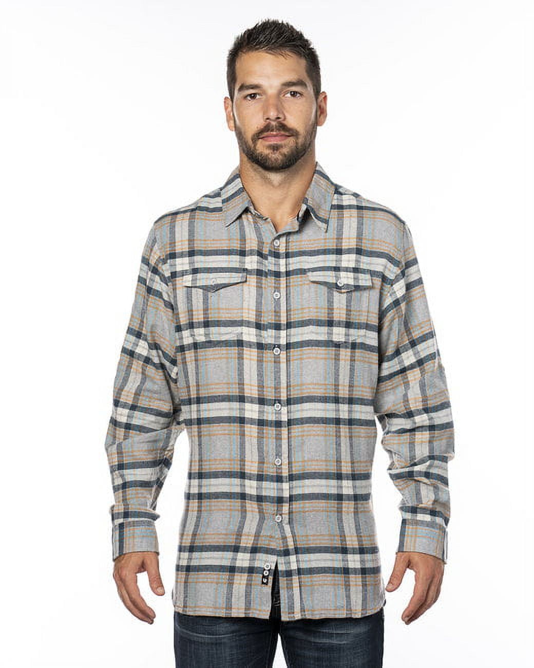 Burnside Men's Plaid Flannel Shirt - STONE - XL - Walmart.com