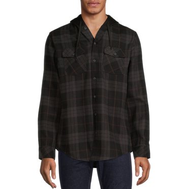 Scodi Hooded Flannel Shirts for Men Casual Button Down Plaid Shirt ...