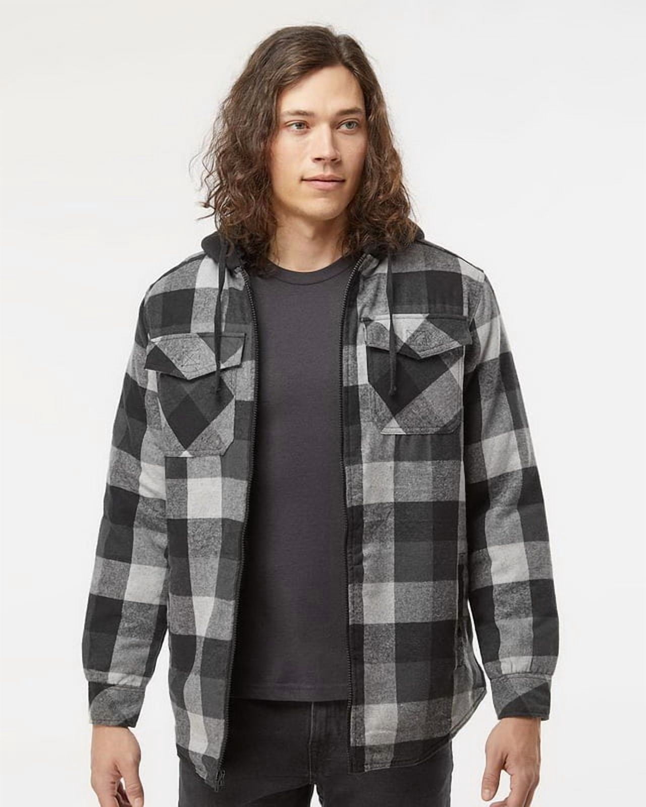 Burnside Men's Quilted Flannel Full-Zip Hooded Jacket - Walmart.com
