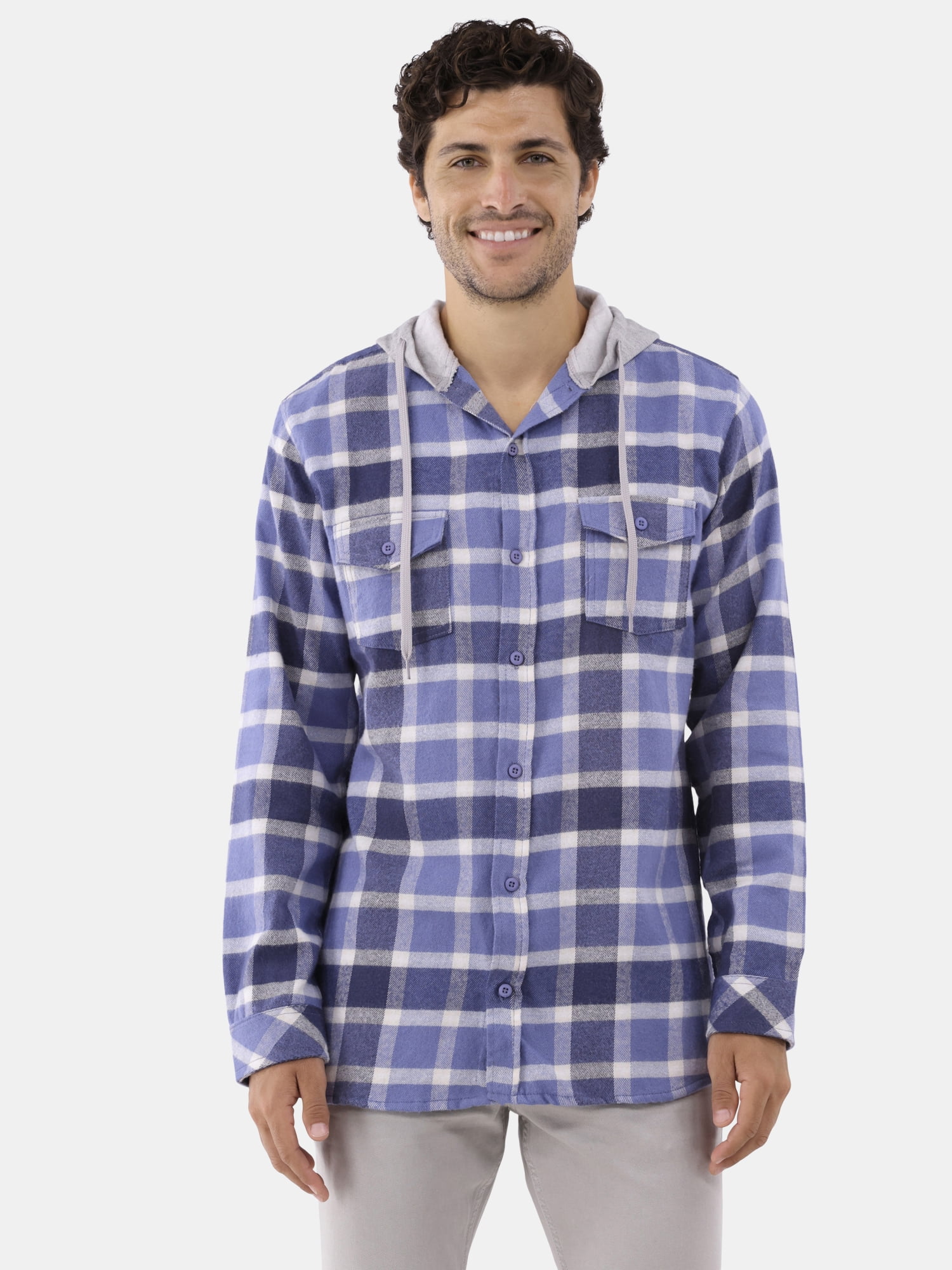 Burnside Men's Hooded Flannel Shirt with Long Sleeves, Sizes S-2XL ...
