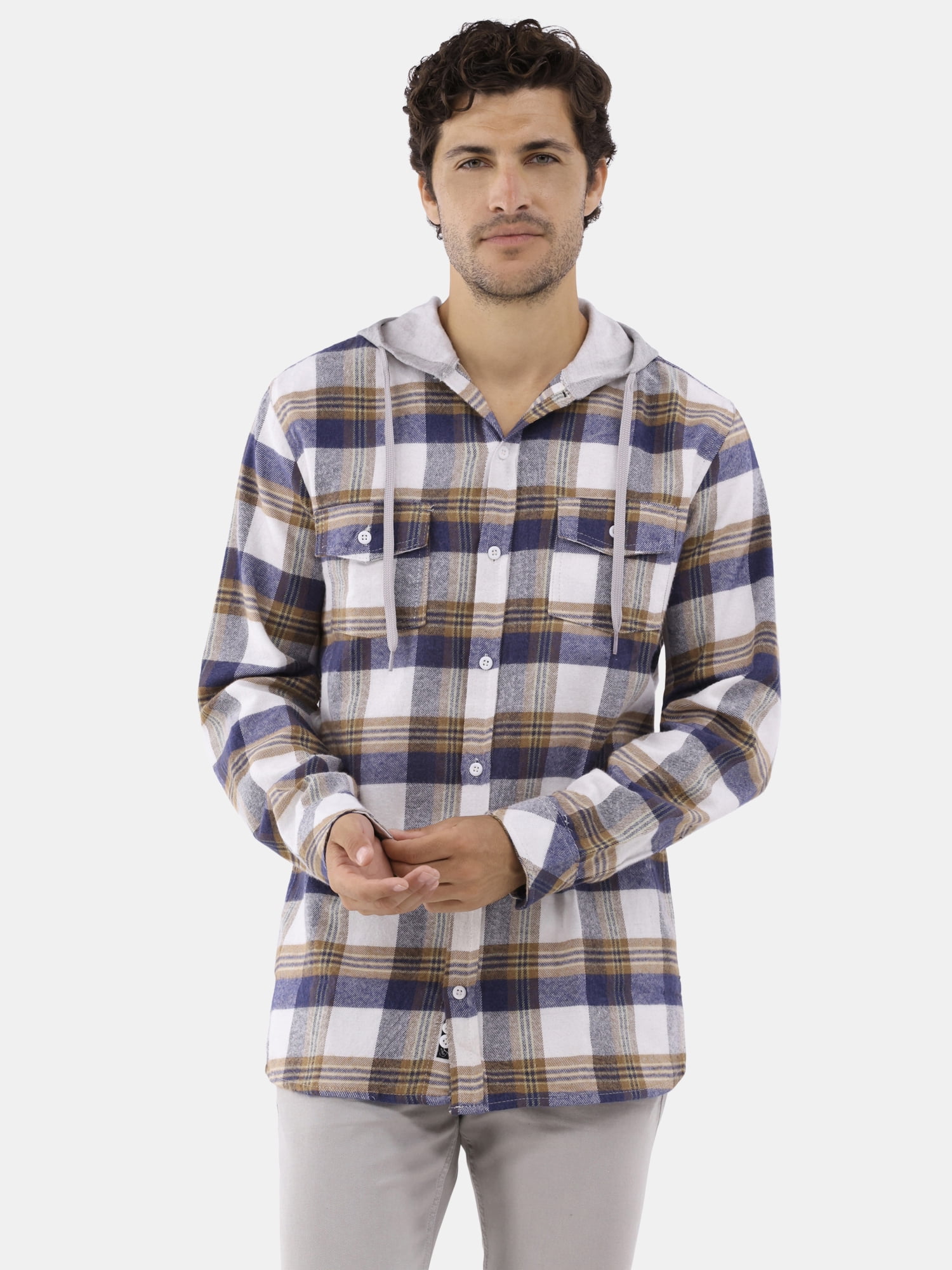 Burnside Men's Hooded Flannel Shirt with Long Sleeves, Sizes S-2XL ...