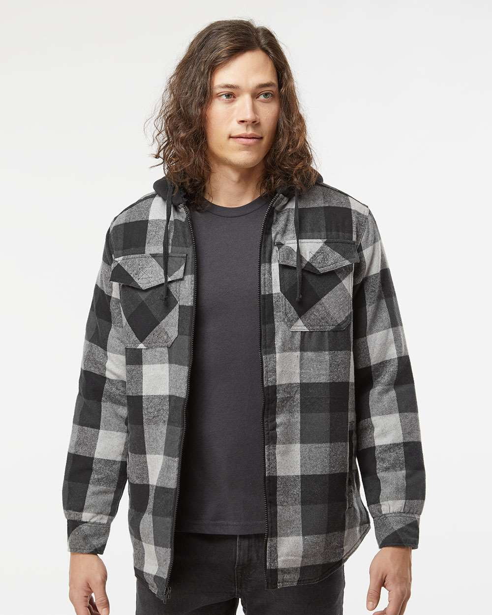 Burnside Quilted Flannel Full-Zip Hooded Jacket - Walmart.com