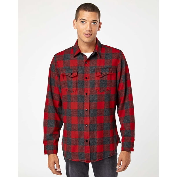 Burnside Snap Front Long Sleeve Plaid Flannel Shirt - Walmart.com