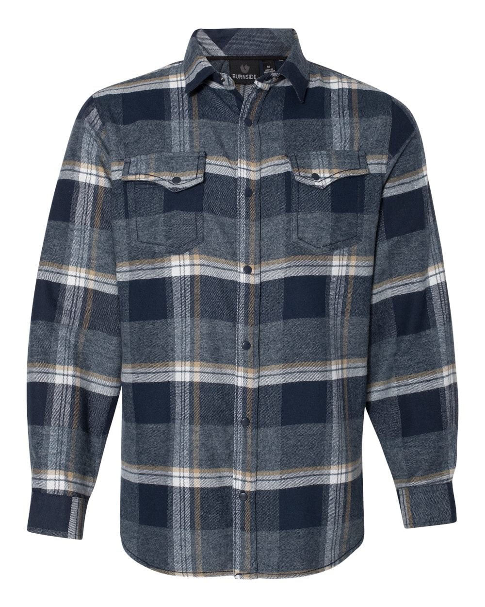 Burnside Snap Front Long Sleeve Plaid Flannel Shirt Size up to 4XL ...