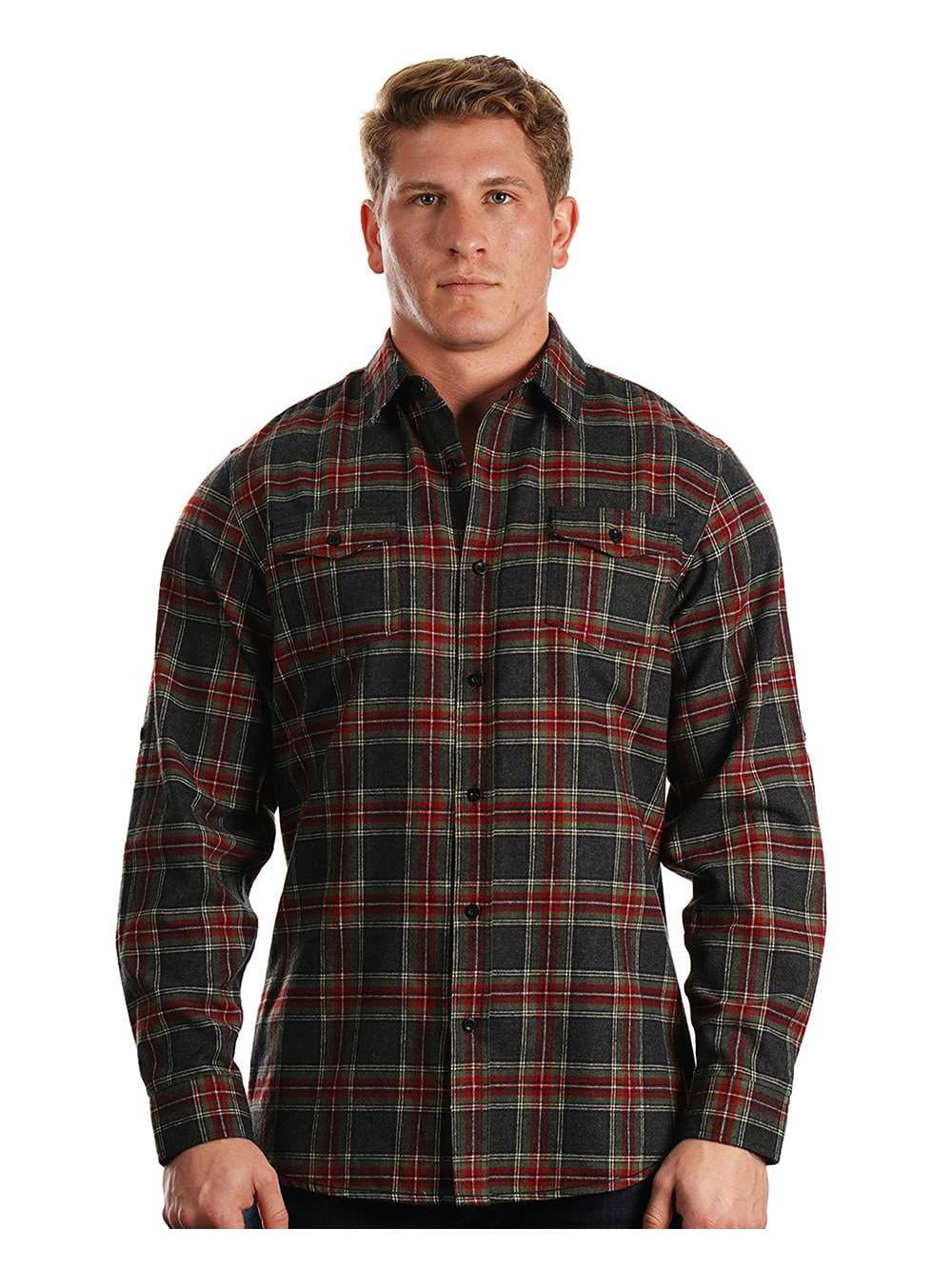 Burnside - Yarn-Dyed Long Sleeve Flannel Shirt - 8210 - Grey/ Red ...