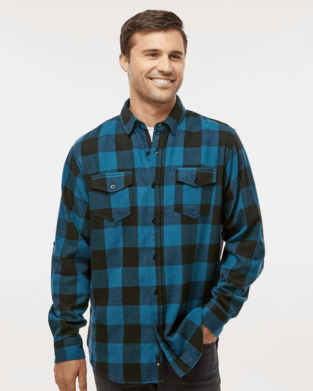 Burnside Men's Yarn-Dyed Long Sleeve Flannel Shirt, Blue/Black, 3XL ...