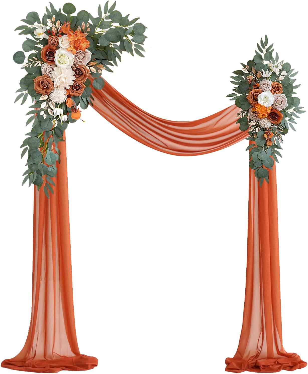 Burnt Oran Artificial Wedding Arch Flowers Kit (Pack of 3) with 26Ft ...