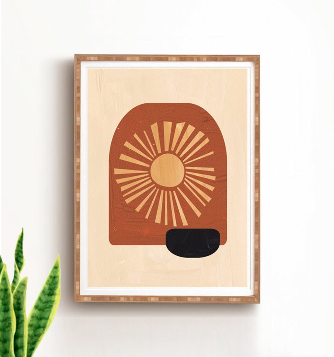 Burnt Orange Abstract Art Sun Painting Goauche Wall Art Rust Color ...