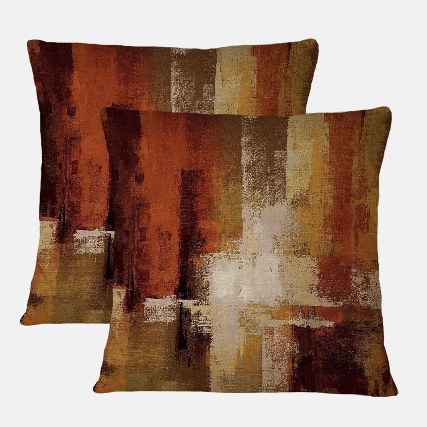 Burnt Orange Abstract Pillow Covers 20x20 Abstract Rust Art Painting ...