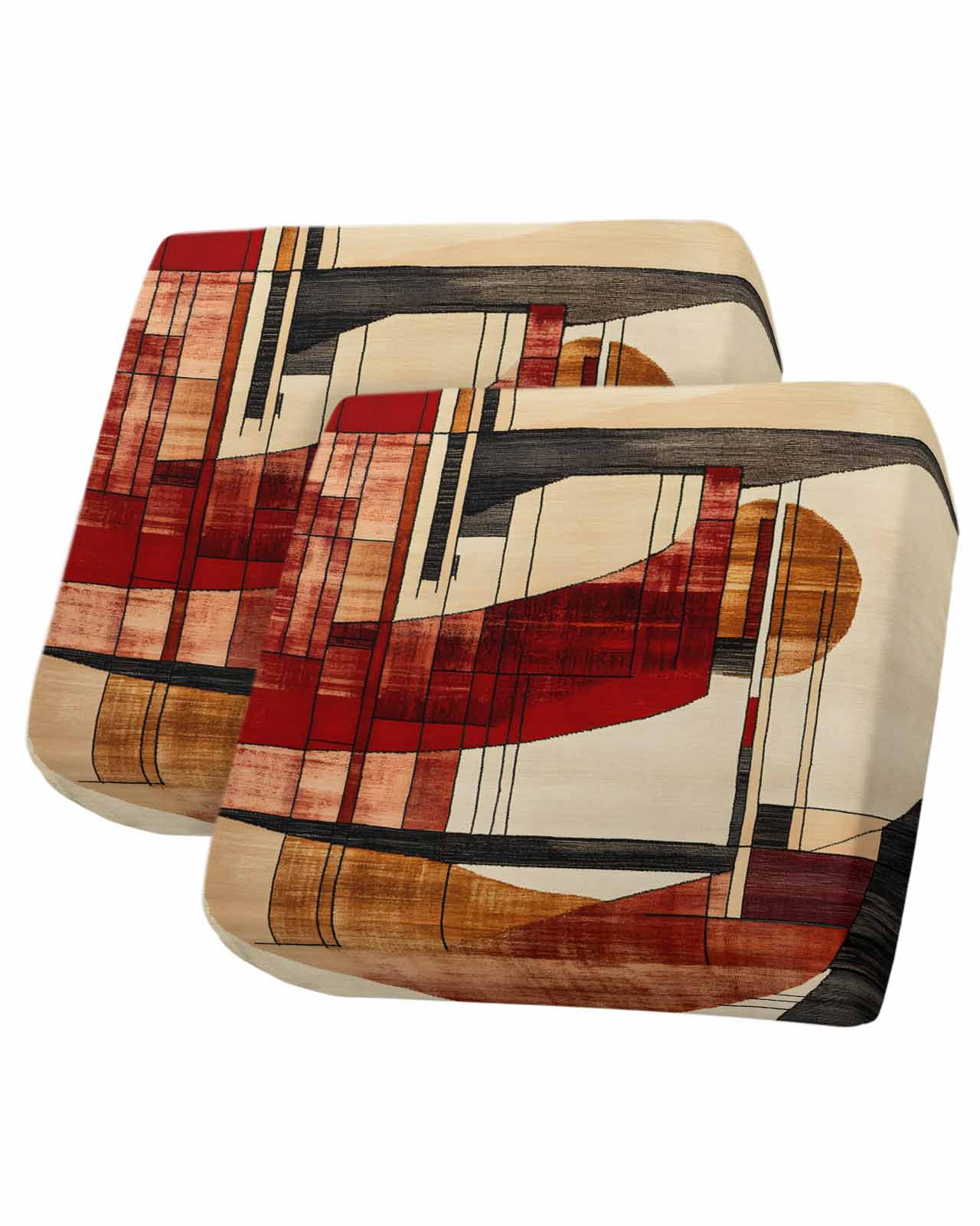 Burnt Orange Abstract Sofa Couch Cushion Covers Washable, Removable ...