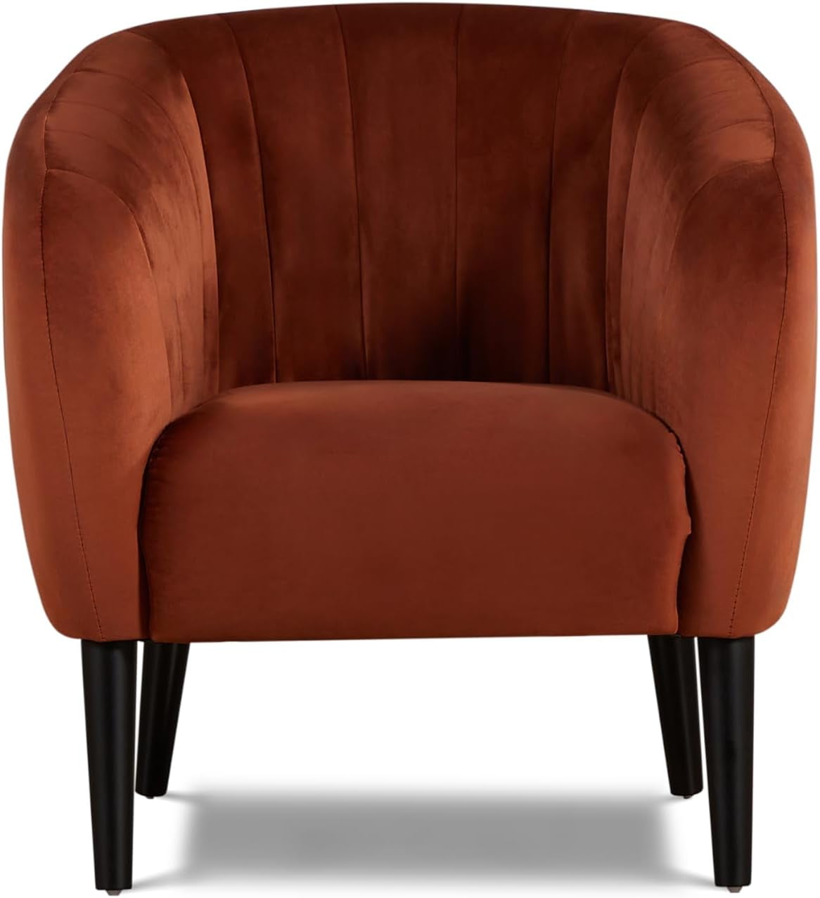 Burnt Orange Accent Chair - Barrel Design, Tufted Back, 30" Wide ...