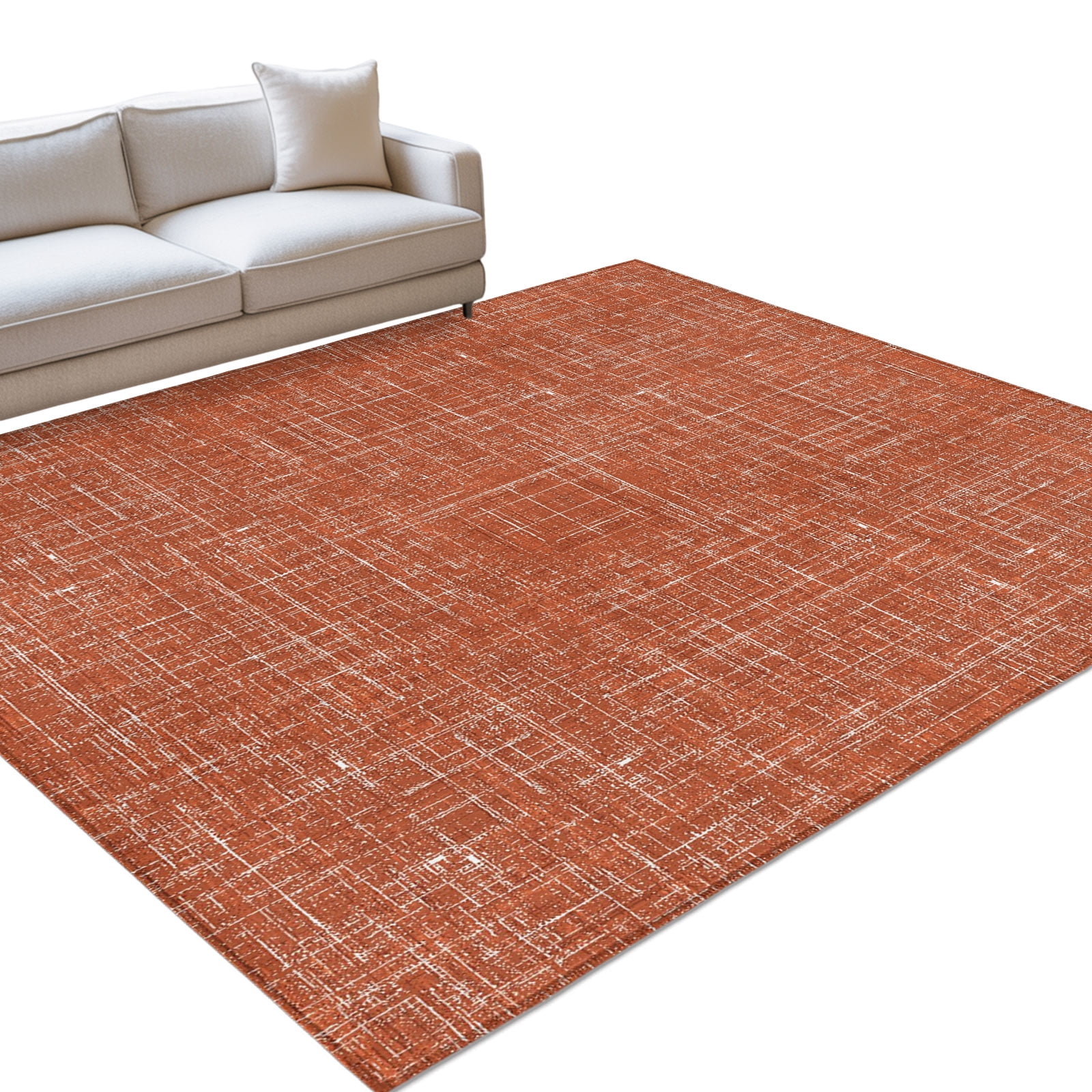 Burnt Orange Area Rugs 2.7x5ft Abstract Modern Farmhouse Solid Color ...