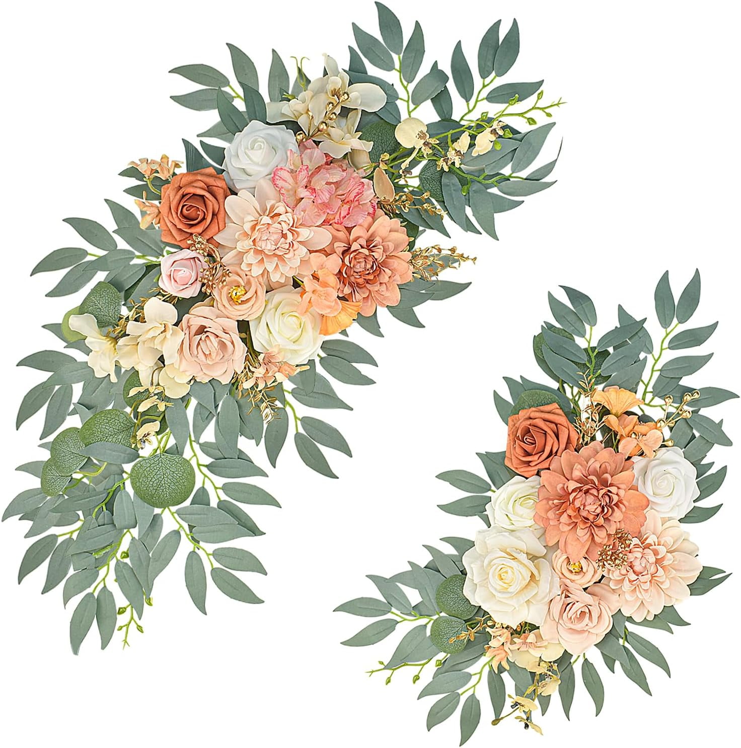 Burnt Orange Artificial Wedding Arch Flowers Set of 2, Fall Wedding ...