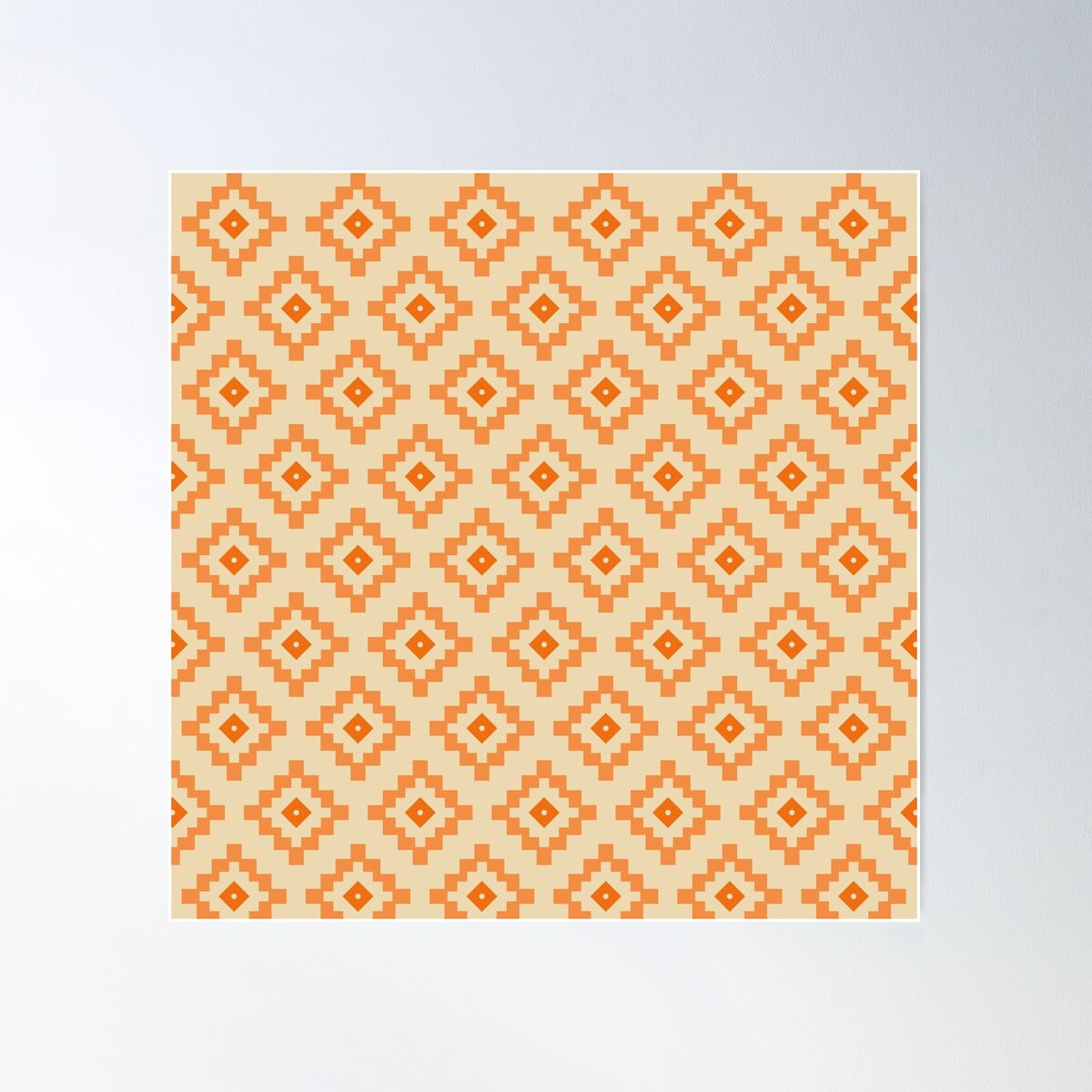 Burnt Orange Aztec Poster Wall Art, Modern Wall Decor For Living Room ...