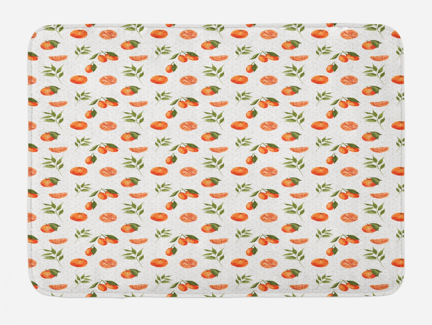 Burnt Orange Bath Mat, Watercolor Orange and Tangerine Fruits with ...