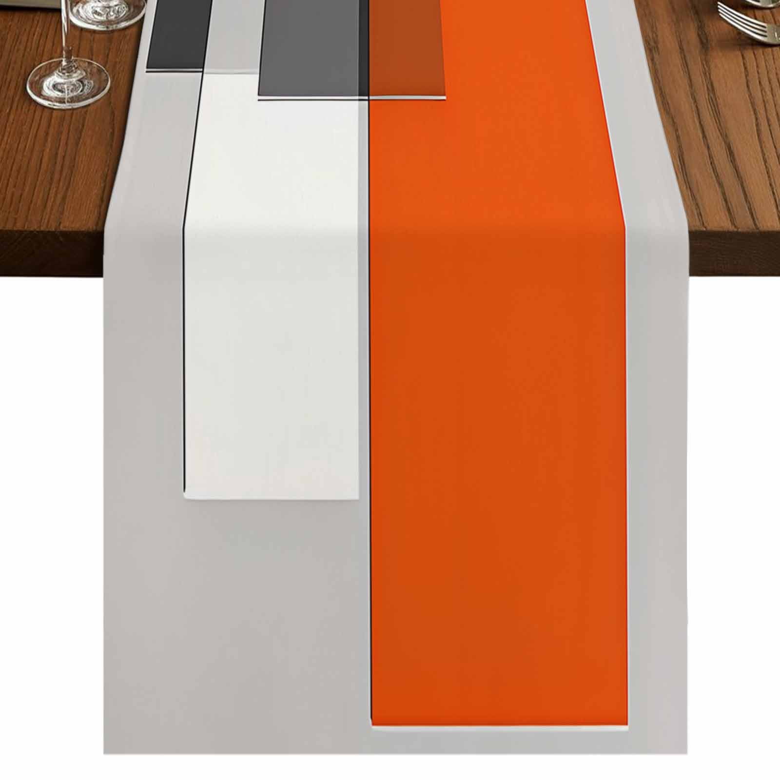 Burnt Orange Black Grey 36 Inch Table Runner, Contemporary Geometric ...