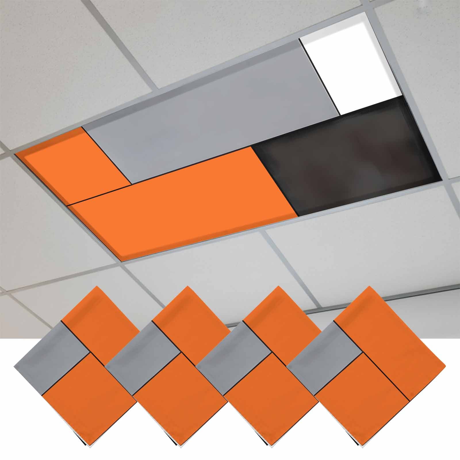 Burnt Orange Black Grey Fluorescent Light Covers, Modern Irregular ...
