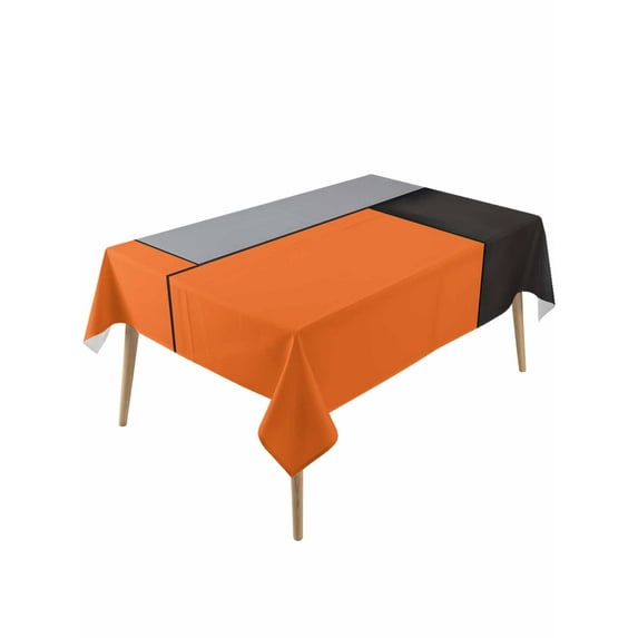 Burnt Orange Black Grey Table Cloth, Modern Irregular Geometric ...