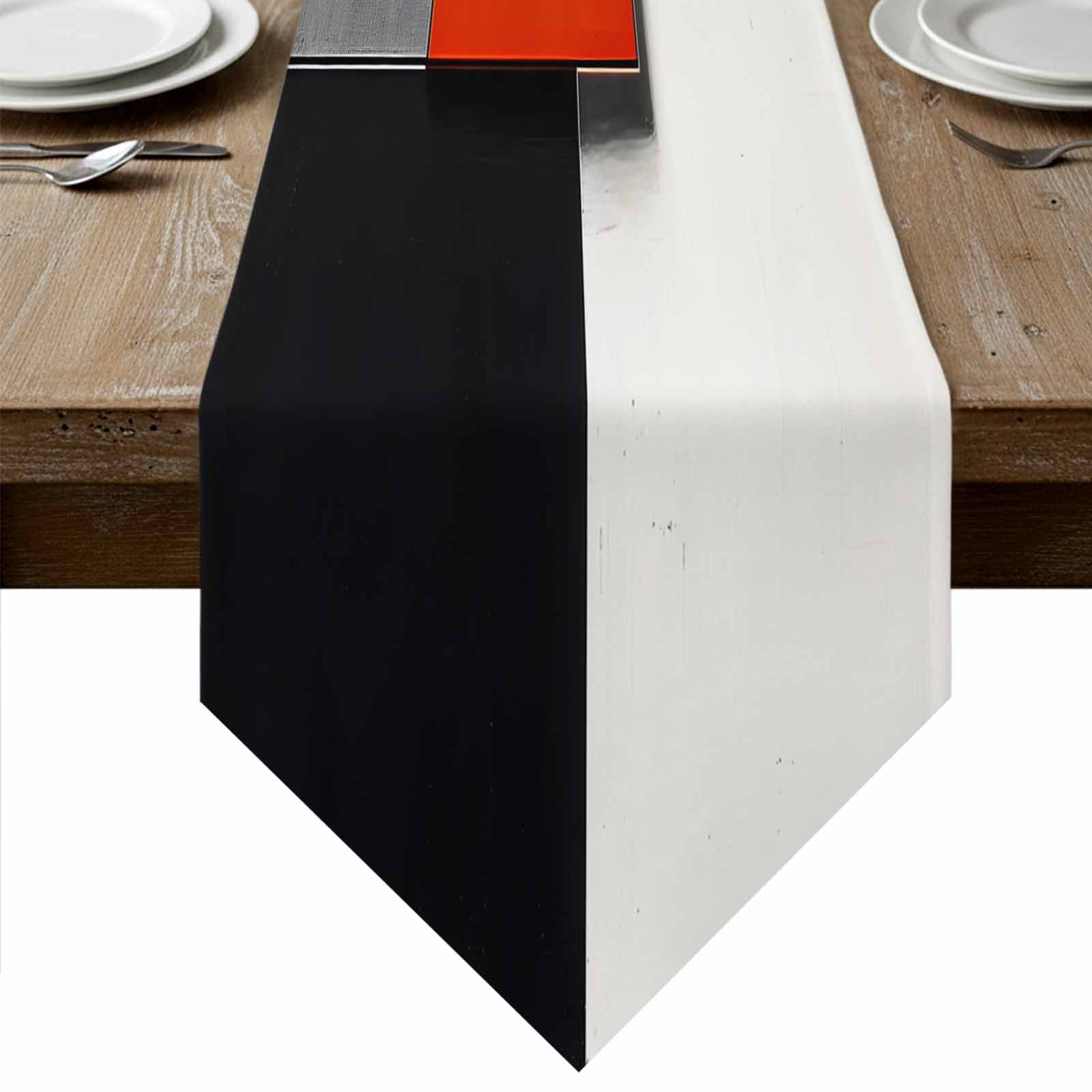 Burnt Orange Black Grey Table Runner Linen Burlap Table Runner 90 ...