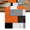 Burnt Orange Black Grey Table Runner, Modern Irregular Geometric ...