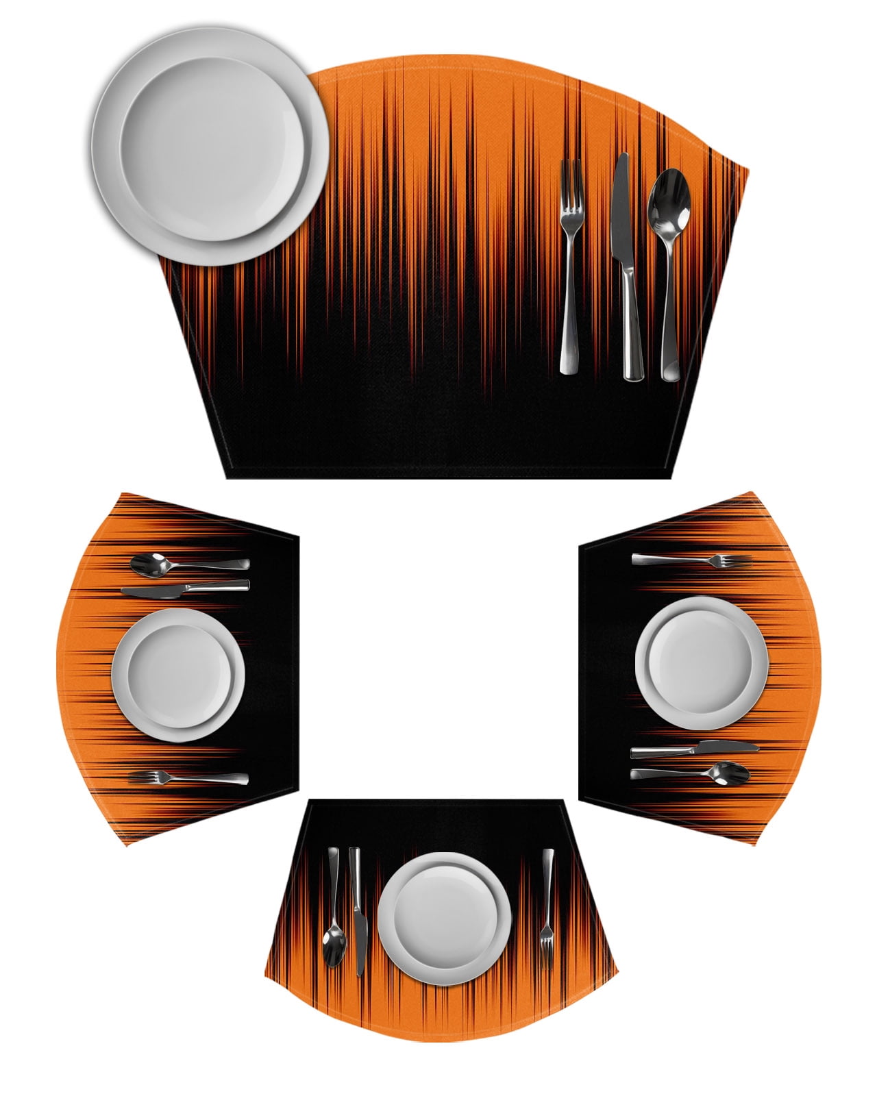 Burnt Orange Black Ombre Round Table Placemats Set of 6 Wedge Placemats ...